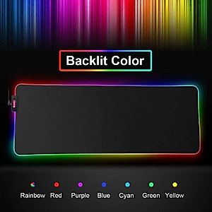 HYSTTBD Gaming Mouse Pads Gaming Computer Mousepad RGB Hexagon LED Carpet Pc Desk Keyboard Mat with Backlit 23 62' x11 81', 600x300mm
