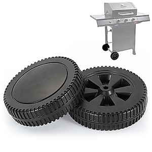 SHINETEC Grill Wheels Replacement Parts for BBQ, Charbroil, Rolling Dining Table - Garden Patio Kitchen Food Prep Cart Accessories, 2 Pcs (7 inch)