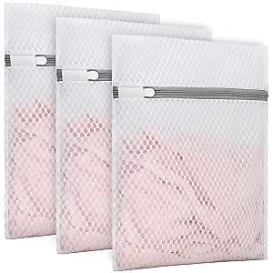 3Pcs Durable Honeycomb Mesh Laundry Bags for Delicates 9 x 12 Inches (3 Small)