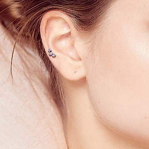 Pierced Owl 16G G23 Implant Grade Titanium Triple Synthetic Opal Cartilage Helix Stud Earring (White)