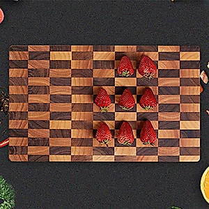 GULRUH Wood Cutting Boards for Kitchen, Rectangular Telomere Butcher Acacia Wood Cutting Board Block Wood Cutting Board Oil-Free and Durable Kitchen Tool