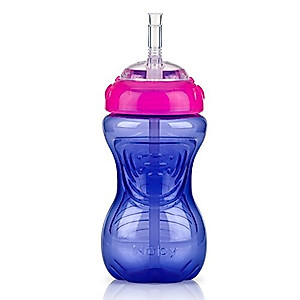Nuby 3 Piece Girl No-Spill Cup with Flex Straw, 10 Ounce