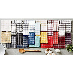 DII Basic Terry Collection Windowpane Dishcloth Set, 12x12, Pebble, 6 Piece