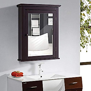 Casart Bathroom Mirrored Wall-Mounted Cabinet, Multipurpose Storage Medicine Cabinet with Single Door & Adjustable Shelf for Bathroom and Bedroom