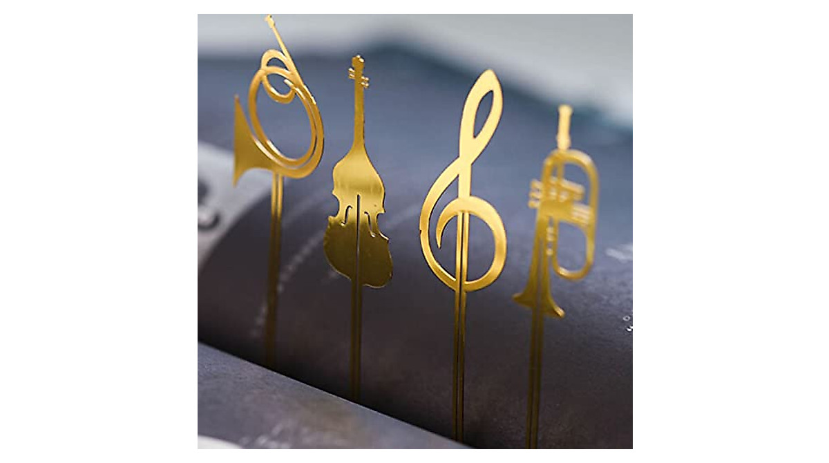 Cute Gold Musical Instrument Metal Bookmarks | ARFUKA Gifts