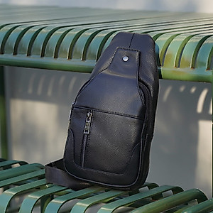 Full Grain Leather Crossbody Sling Bag Chest Backpack Outdoor Travel Hiking Sports Daypacks