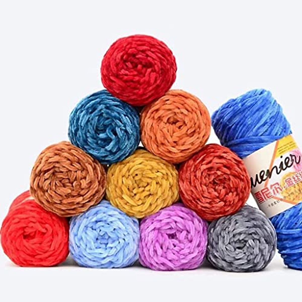 red Solid Color Hand Woven Thick Crochet Thread Chenille Velvet Yarn Soft Wrapping for Craft Scarves Sports Blankets 100g