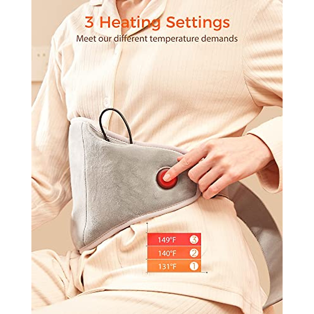 Cordless Heating Pad, ALLJOY【Rechargeable】 Portable Heating Pad for Cramps，Back, Shoulder and Leg Pain Relief, 24.4"x 9"