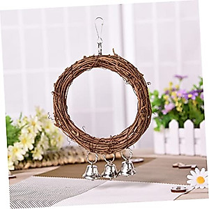 Bird Bite Toy Color Swing Random Bells Pet Bird Bell Wooden Rattan Toy with Circle Perch for Parrot Parrot Toys