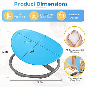 BABAMU Sensory Chair for Kids Autism Sensory Products Sit and Spin Autism Toys Spinning Chair ADHD Chair Swivel Chair Training Body Coordination (Blue)