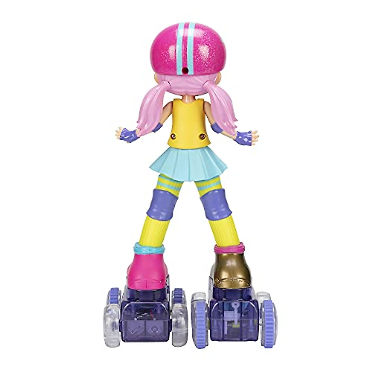JAKKS Pacific Rock N Rollerskate Doll Rainbow Riley Light Up Remote Control Rollerskating Doll - Plays Music and Skates!, 10" H