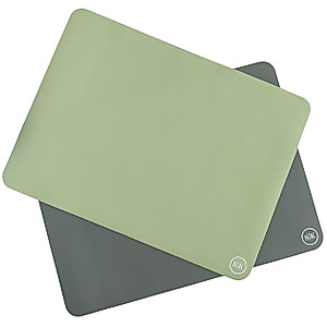 The Silicone Kitchen Silicone Oven Baking Mats BPA Free, Extra Thick, Half Sheet 16 in by 11.75 in, Set of 2, Green and Gray