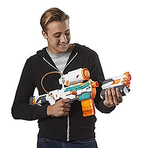 Nerf Modulus Tri-Strike Blaster, Mega Barrel, Rocket Launcher, Clip, 10 Elite Darts, 4 Mega Darts, 1 Rocket, Kids Outdoor Games (Amazon Exclusive)