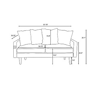 Meeyar Couches for Living Room 58'' Small Couch for Small Spaces Loveseat Small Couch for Bedroom Comfy Sofas for Living Room,Office,and Apartment,Lavender