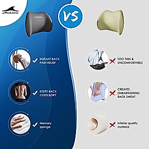 Achiou Lumbar Support Pillow for Office Chair Car Seat Orthopedic Chair, Memory Foam Pad and Back Cushion for Back Pain Relief, Versatile Use Supportive Cushion with Breathable 3D Mesh