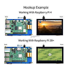 XYGStudy 4.3inch for Raspberry Pi IPS LCD Capacitive Touch Display Screen 800×480 4.3inch IPS Wide Angle MIPI DSI Interface for Raspberry Pi 4 3 2 Model B B+ A+ Raspbian Retropie Ubuntu Driver Free