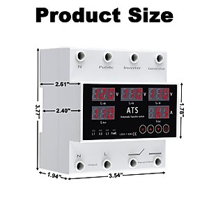 Automatic Transfer Switch,Automatic Switching Between Utility Power、Generator and Inverter,Overcurrent Protection,Overvoltage and undervoltage Protection,63A