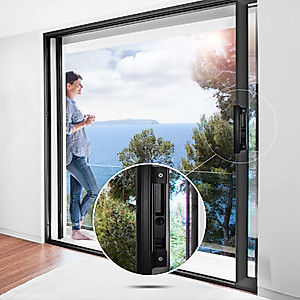 T-HAKEN Sliding Glass Door Replacement with Handles on Both Sides, 6-5/8 Black - Patio Door Handle Set That is 1 in. to 1-1/8 in. Thick Used on Both Left and Right-Handed. (Keyed)