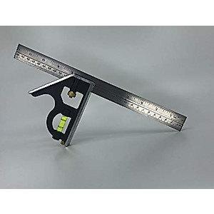Swanson Tool Co TC132 12-Inch Combo Square with Cast Zinc Body, Stainless Steel Ruler and Brass Bolt