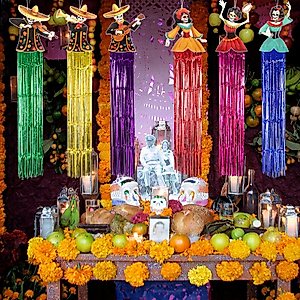 6pieces Halloween Decorations Day of The Dead Skull Decors Creepy Skeleton Sugar Skull Hanging Halloween Decorations Mexican Fiesta Dia De Los Muertos Supplies for Indoor Outdoor Halloween Party Decor
