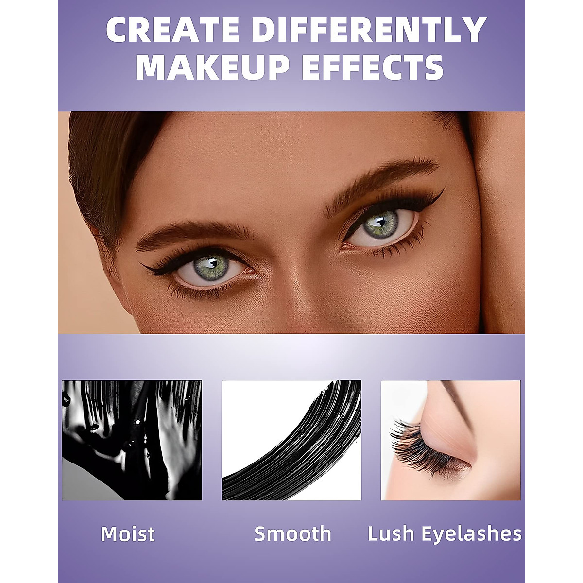 5D Purple Mascara Volume and Length -1Pcs Waterproof Smudge-Proof Color Mascara for Eyelashes, Volumizing Curling Defining Eye Lashes, Longwear Fiber Colored Mascara for Women Girl Eye Makeup
