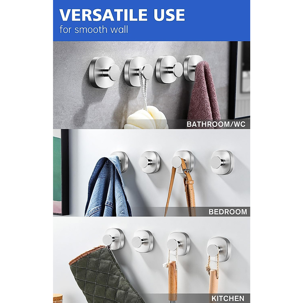 4 Pcs Suction Cup Hooks for Shower, No Drill Suction Cup Towel Hook Shower Hooks for Inside Shower, Stainless Steel Shower Hooks for Towel, Bathrobe and Loofah, 11.02 Lbs Towel Hooks