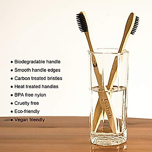 Isshah Biodegradable Eco-Friendly Natural Compostable Bamboo Toothbrushes - Pack Of 8