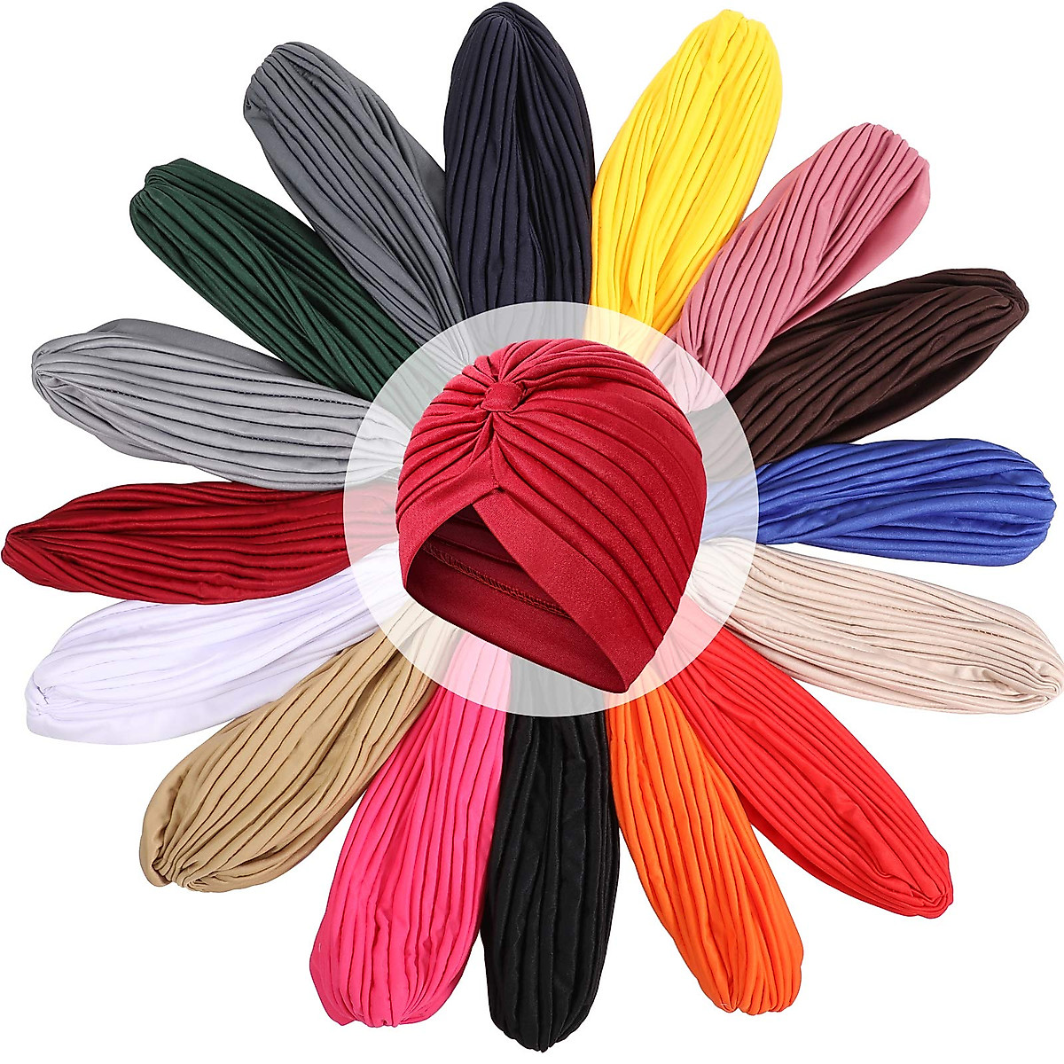 SATINIOR 16 Pieces Stretch Turbans Polyester Turbantes para La Cabeza De Mujer Head Turbans Head Turbans Turbines for Women, 16 Colors(Chic Color)