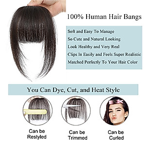 Clip In Bangs 100% Human Hair Bangs Clip In Hair Extensions Clip On Bangs Dark Brown Clip In Bangs Real Human Hair Fake Bangs For Natural Hair