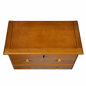 Palace Imports 100% Solid Wood 5-Super Jumbo Drawer Chest with Lock, Honey Pine, 31.75”w x 59.75”h x 17” d, Lock and Key Included. Requires Assembly.