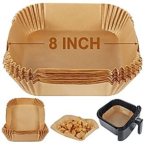 BYKITCHEN Parchment Paper, Square Liners for Baking Roasting Microwave, 50Pcs 8 Inch Filter Paper, Compatible with Corsori, Ninja, Cuisinart Air Fryer and More