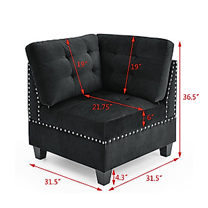 Prohon, Includes Three Two Oversized Sectional Sofa L-Shape Modular Couch with 3 Single Chair, 2 Corner and 2 Ottoman, DIY Combination Convertible Sleeper for Living Room/Bedroom/Office, Black