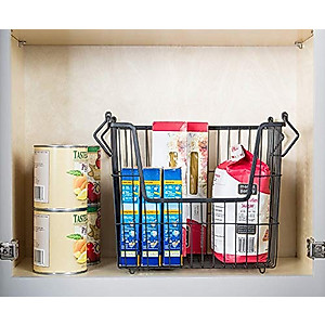 DII Metal Wire Mesh Stackable Utility Storage Bin, Large Rectangle, 13x10x11", Black