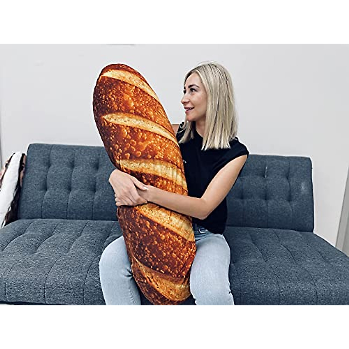 32" Large Life Like 3D Custom Shaped Home Decor Bread Throw Pillow-Made in USA, Extra Soft and Plush Cuddle Pillow, Unique Gift