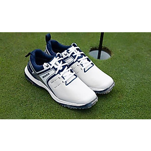 SQAIRZ Speed Men's Athletic Golf Shoes, Golf Shoes, Designed for Balance & Performance, Replaceable Spikes, Waterproof, Golf Shoes Men with Spikes, Mens Golf Shoes, Golf Footwear White/Navy