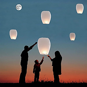 20 Pack of White Lanterns, Lanterns to Release for Parties, Birthdays, New Years, Memorial, Weddings.