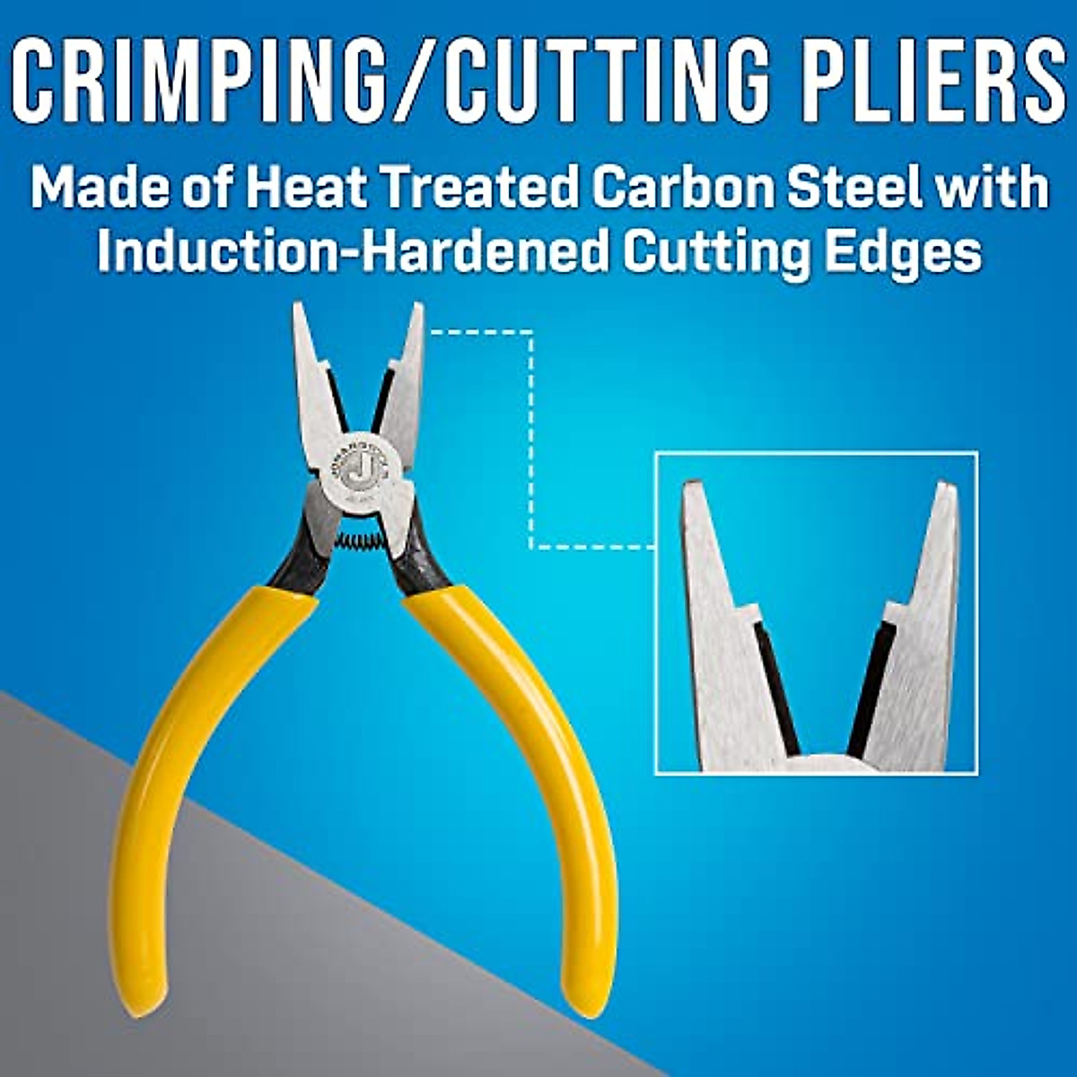 Jonard Tools JIC-891 Connector Crimping Plier with Side Cutter, 5-13/16" Length,Yellow