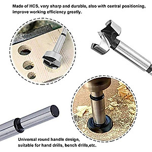 MYOYAY 15PCS Forstner Drill Bit Set Metric 10-50mm 2/5-2 Inch Carbon Steel Wood Punching Bits Woodworking Hole Saw Flat Wing Drilling Bits with Wooden Storage Box