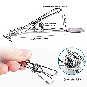 40 Pack Stainless Steel Clothes Pins, Stainless Steel Laundry Hanging Clothesline Clips Clothes Pegs for Washing Line Clothes Pegs Strong Card Pegs Metal Clips Fabric Clips for Clothes, Paper Files