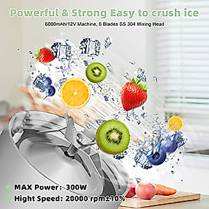 Portable Blender for Shakes and Smoothies, 300W Personal Size Blender for Crushes Ice Cubes, Frozen Fruit, Nuts. USB Mini Pulse Blender(6 Blades) with 20oz BPA Free Removable Sports Bottle for Home, Travel, Office, SIQDAK Blender Bravo Green