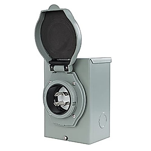 BISupply Generator Inlet Box 30 Amp - 4 Prong Power Inlet Box,  L14-30P 125V/250V Connection Box with Light Indicator