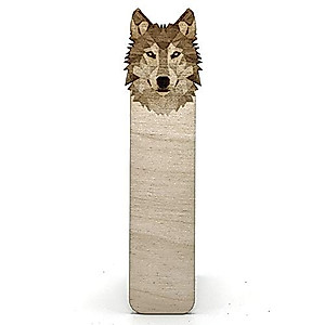 WOLF Engraved Wood Bookmark | Baltic Birch Wooden Geometric Animal Creature Book Mark | Great Gift Idea!