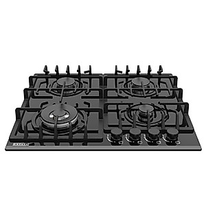 Empava 24" Gas Cooktop in Black Tempered Glass with 4 Burners 24XGC28