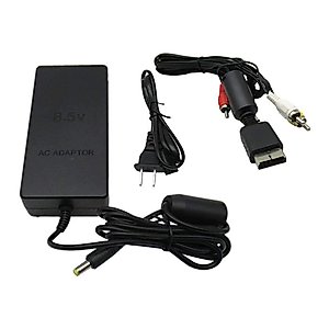 Vicue AC Adapter Power Supply 8.5v SCPH-70100 +AV Cable for Slim Ps2 Playstation 2 PS2