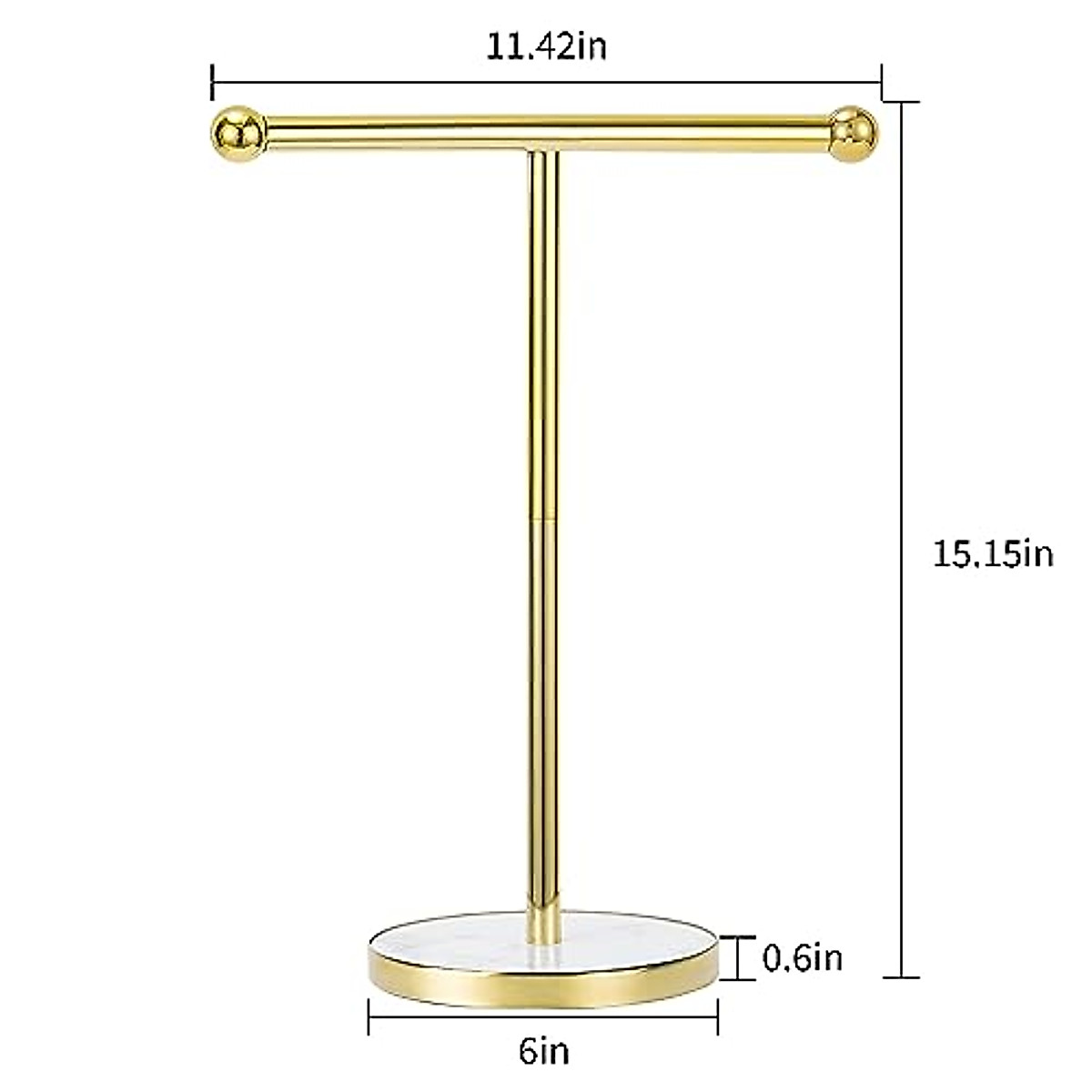 YINMIT Hand Towel Holder Stand, Bathroom Countertop Towel Rack with Marble Base, Freestanding Kitchen Towel Rack, Heavy Duty T-Shape Face Towel Stand for Bathroom, Kitchen, Vanity