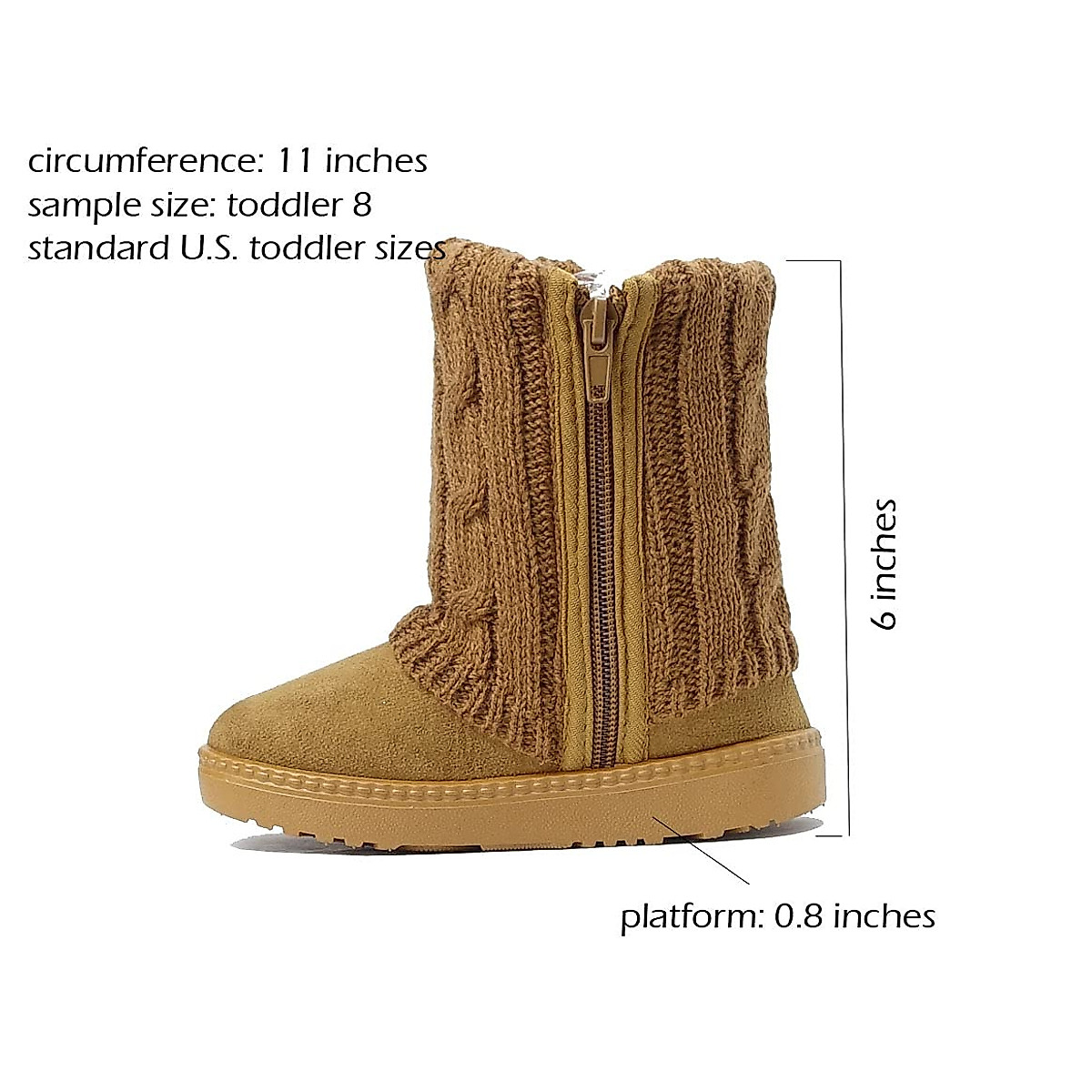 REDVOLUTION Kids Boots Toddler Girls Cute 2 Buttons Faux Fur Suede Knitting Shoe | 285 (Toddler 7, Camel)