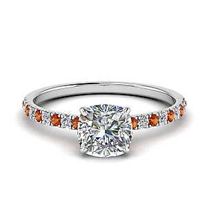 JewelryGift Hidden Halo Petite Diamond Ring 925 Sterling Silver Natural Garnet Cushion Shape Red Color Halo Engagement Rings Prong Setting in Size 12