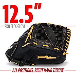 Franklin Sports unisex adult 12.5-Inch Franklin Sports Baseball Glove ProFlex Baseball Softball Glove Baseball Fastpitch Soft, Black/Camel, 12 1 2-Inch US