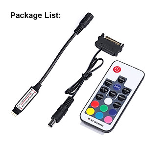 DS RGB Case Fans Controller Kit with 17Key Remote, Connect to DS RGB RAM Heatsink and DS PC RGB LED Strip (SATA Power Cable, O Series)