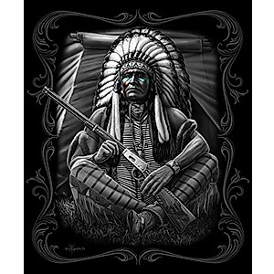 DGA Native American Warrior Queen Size Blanket, 79" L X 95" B